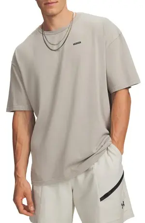 Under Armour Heavyweight Oversized Washed T-shirt - Timberwolf Taupe/black