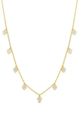 SHYMI Pavé Heart Drop Necklace - Gold