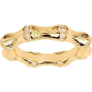 ATHRA LUXE Cubic Zirconia Bamboo Band Ring