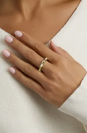 ATHRA LUXE Cubic Zirconia Bamboo Band Ring