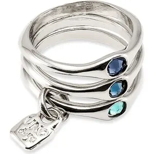 UNODE50 Sterling -plated Triple Ring With Red Crystals - Silver