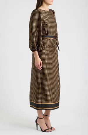 Eliza J Polka Dot Balloon Sleeve Maxi Dress