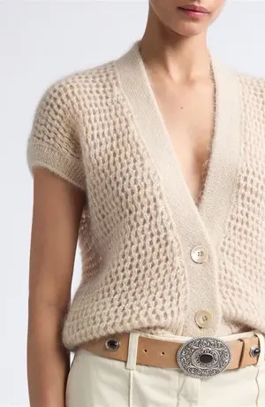 Eleventy Open Stitch Merino Wool & Silk Cardigan