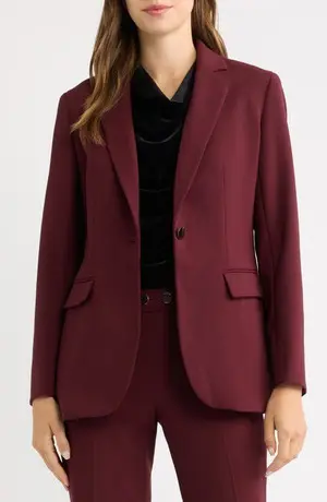 Anne Klein One-button Notch Collar Blazer - Barolo