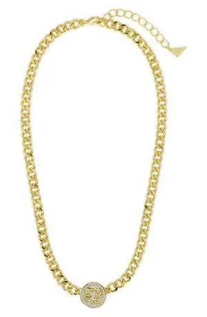Sterling Forever Medallion Curb Chain Necklace