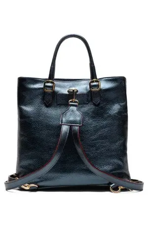 FRANCES VALENTINE Carin Leather Convertible Tote - Navy
