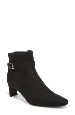LIFESTRIDE Fawn Bootie With Buckled Ankle Strap - Black Microsuede