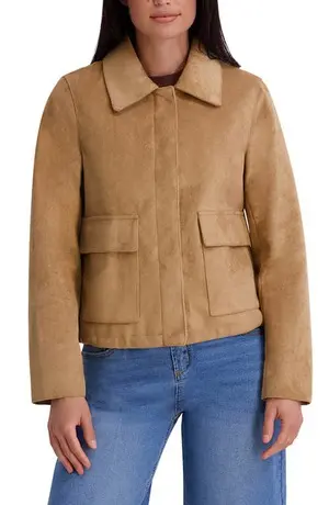 KENNETH COLE Faux Suede Jacket - Camel