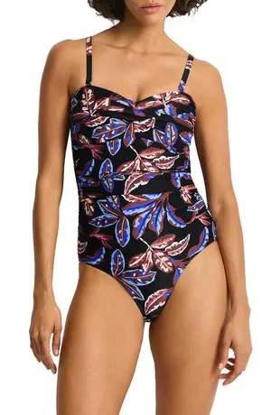 SEA LEVEL Twist Sweetheart Neck One Piece Swimsuit - Black