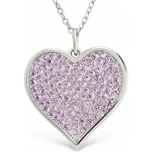 Sterling Forever Amethyst And Cubic Zirconia Heart Pendant Necklace - Silver