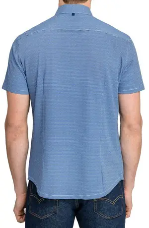 W.R.K Slim Fit Micro Square Reworked Short Sleeve Button-down Shirt