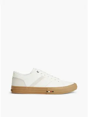 Tommy Hilfiger Tommy Logo Leather Sneaker - Ecru