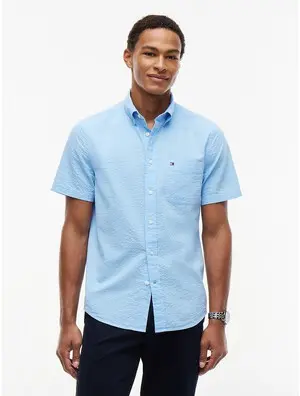 Tommy Hilfiger Regular Fit Seersucker Shirt - Vessel Blue