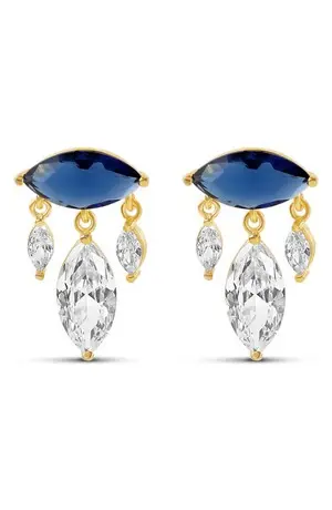 SHYMI Marquise Chandelier Drop Earrings - Blue Gold