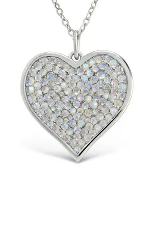 Sterling Forever Sterling Moonstone Heart Pendant Necklace - Silver