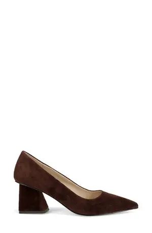 Pelle Moda Inell" Pointed Toe Block Heel Pumps - Chocolate