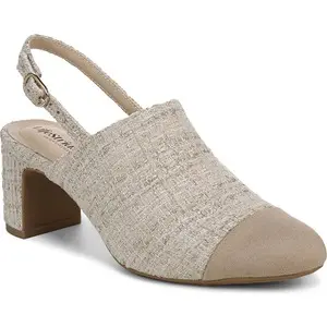 LIFESTRIDE Tessa Slingback Pump With Cap Toe - Light Tan Multi