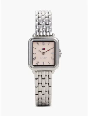 Tommy Hilfiger Stainless Steel Rectangle Dress Watch - Blush