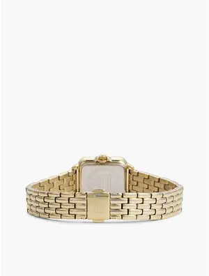 Tommy Hilfiger Rectangular Dial Dress Watch With Solid Link Bracelet