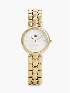 Tommy Hilfiger Round Dress Watch With Link Bracelet - White