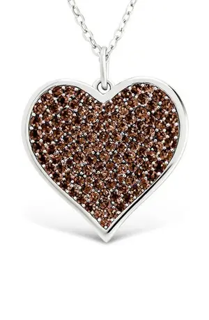 Sterling Forever 14k Plated Sterling Chocolate Cubic Zirconia Heart Pendant Necklace - Silver