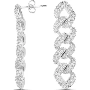 SHYMI Pave Cuban Drop Earrings - Silver