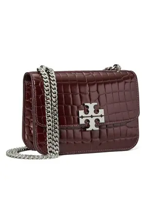 Tory Burch Small Eleanor Convertible Croc Embossed Leather Shoulder Bag