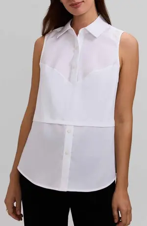 Foxcroft Chelsea Layered Sleeveless Tank Top - White