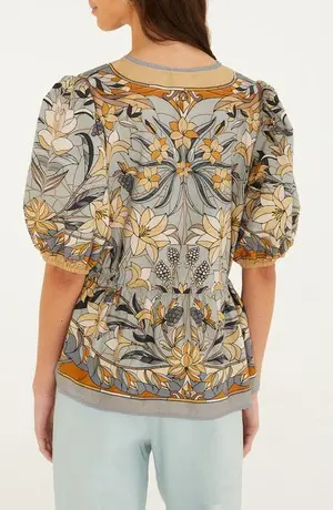 Farm Rio Stained Glass Beauty Half Placket Cotton Top