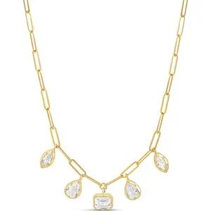 SHYMI Mixed Shape Cubic Zirconia Paperclip Necklace - Gold/clear