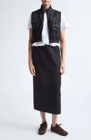 Cecilie Bahnsen Caspen Mixed Media Cropped Fleece Vest