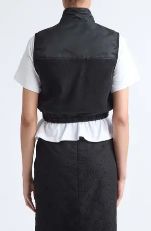 Cecilie Bahnsen Caspen Mixed Media Cropped Fleece Vest