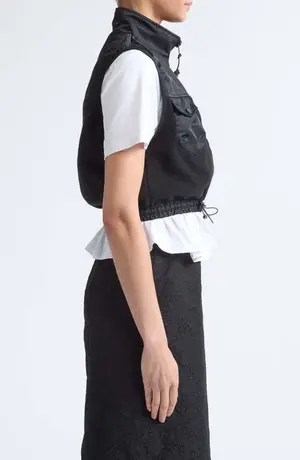 Cecilie Bahnsen Caspen Mixed Media Cropped Fleece Vest