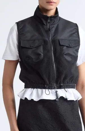 Cecilie Bahnsen Caspen Mixed Media Cropped Fleece Vest