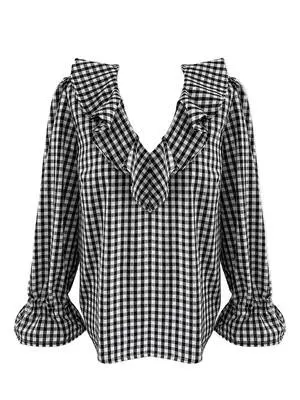 THE WELL WORN The Luna Pop-over Blouse Gingham
