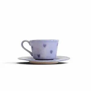 Lali Design Studio Aqua Handmade Porcelain Coffee Cup And Saucer- Heart - Blue