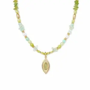 ORMIRO Daphne Gemstone And Pearl Necklace With Gold-plated Pendant