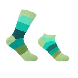 PEPER HAROW - MADE IN ENGLAND Block Stripe Earth Luxury Crew & Trainer Women’s Socks Bundle - Green