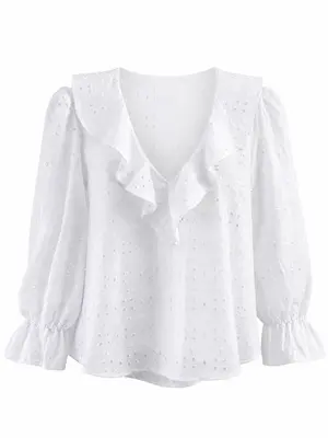 THE WELL WORN The Luna Pop-over Blouse Broderie Anglais