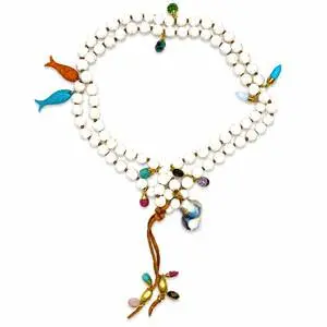 Persia Donà Jewelry Mykonos Riverstone X Fish Charm Necklace - Black