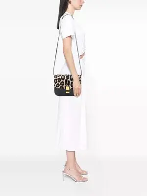 Celine 2012 Medium Calfskin And Leopard Print Pony Hair Classic Box Crossbody Bag - Black