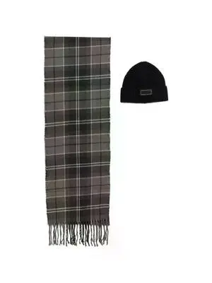 BARBOUR INTERNATIONAL Sweeper Tartan-pattern Scarf And Beanie Hat Set - Grey