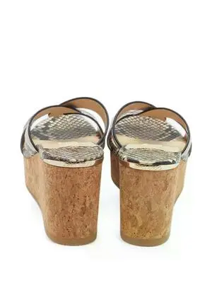 JIMMY CHOO Python Embossed Wedge Sandals - Grey