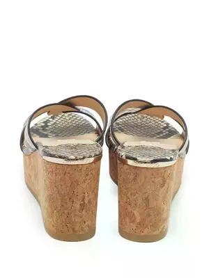 JIMMY CHOO Python Embossed Wedge Sandals - Grey