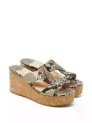 JIMMY CHOO Python Embossed Wedge Sandals - Grey