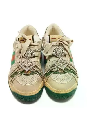 Gucci Screener Leather Embellished Sneakers