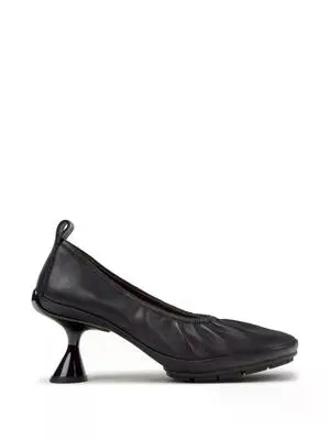 Camper Leather Ruched Pumps With Sculptural Heel