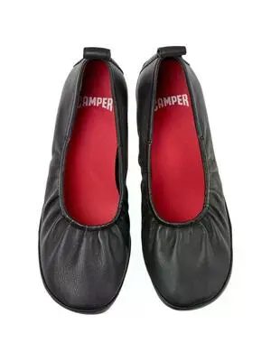 Camper Leather Ruched Pumps With Sculptural Heel