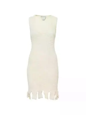 Bottega Veneta Knitted Scoop Neck Sleeveless Dress With Fringe