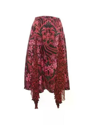 Versace Orchid Print Asymmetric Skirt